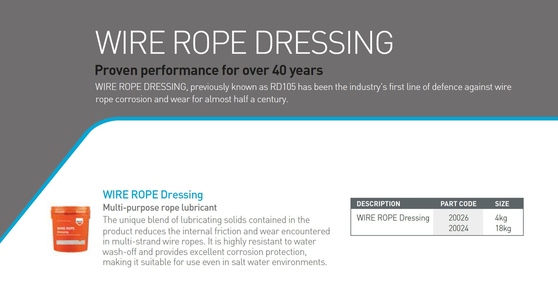 Wire Rope Dressing (RD105) — Starlight Maintenance, Inc.